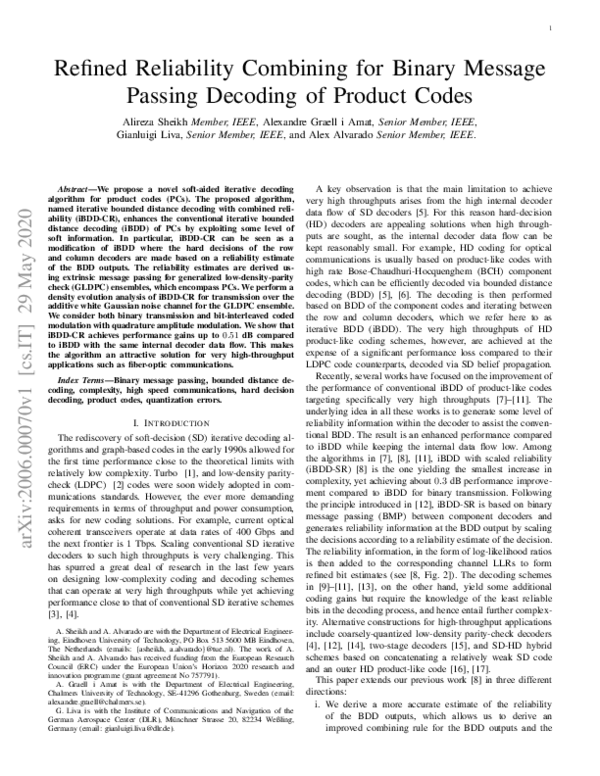 (PDF) Refined Reliability Combining for Binary Message Passing Decoding ...