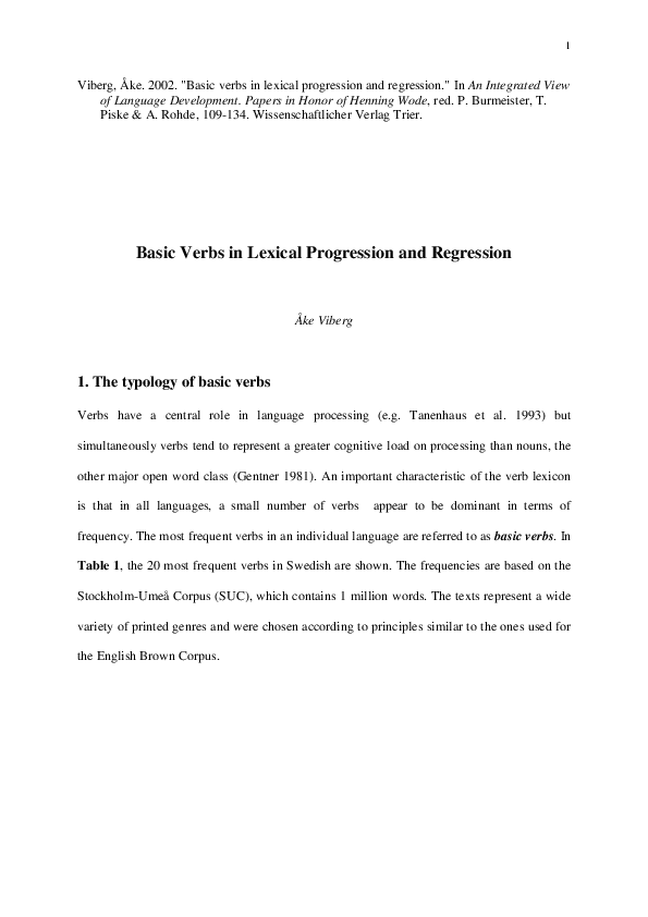 (PDF) Basic verbs in lexical progression and regression.