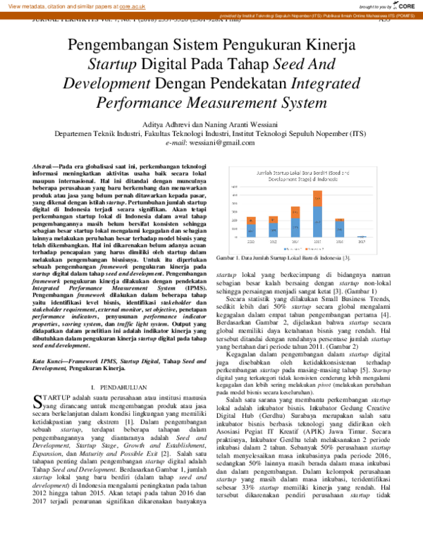 (PDF) Pengembangan Sistem Pengukuran Kinerja Startup Digital pada Tahap Seed and Development ...