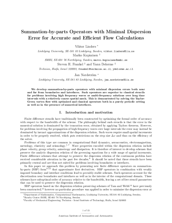 (PDF) Summation-by-Parts Operators with Minimal Dispersion Error for ...