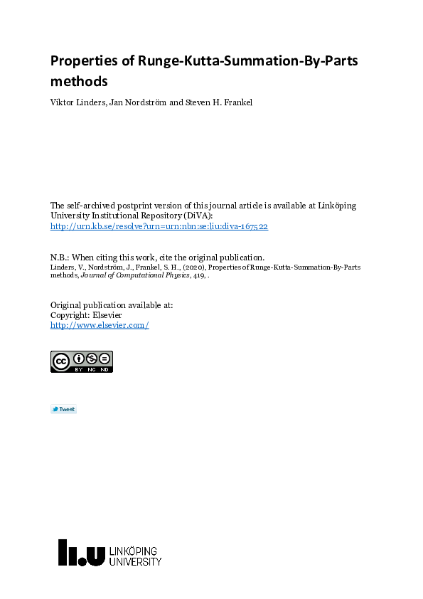 (PDF) Properties of Runge-Kutta-Summation-By-Parts methods