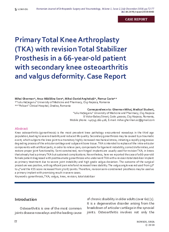 (PDF) Primary Total Knee Arthroplasty (TKA) with revision Total ...