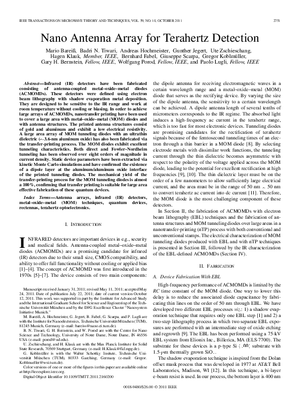(PDF) Nano Antenna Array for Terahertz Detection
