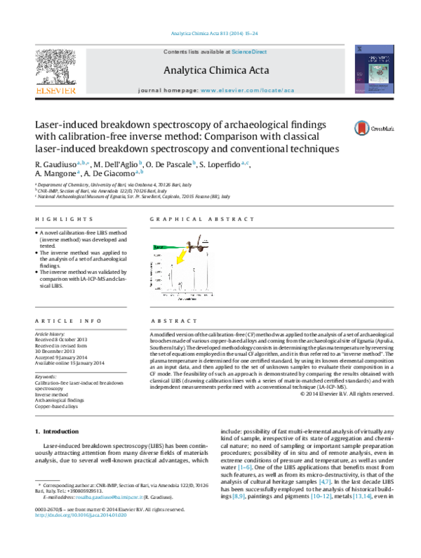 (PDF) Laser-induced breakdown spectroscopy of archaeological findings ...