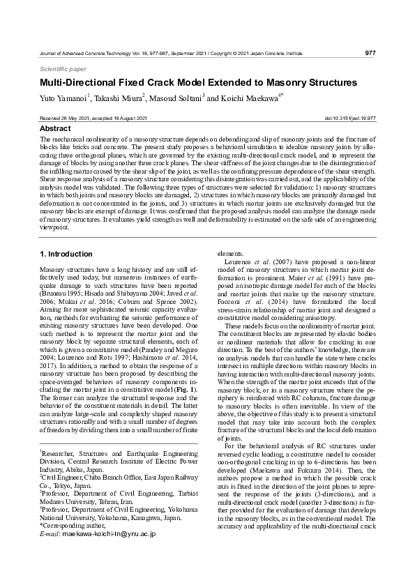 (PDF) Multi-Directional Fixed Crack Model Extended to Masonry Structures