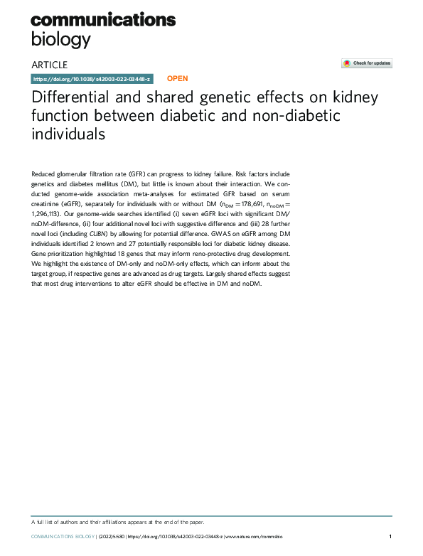 (PDF) Differential and shared genetic effects on kidney function ...