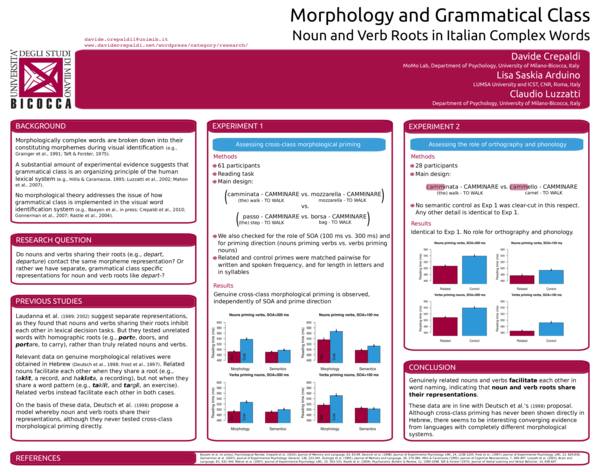 (PDF) Morphology and grammatical class: Noun and verb stems in Italian ...