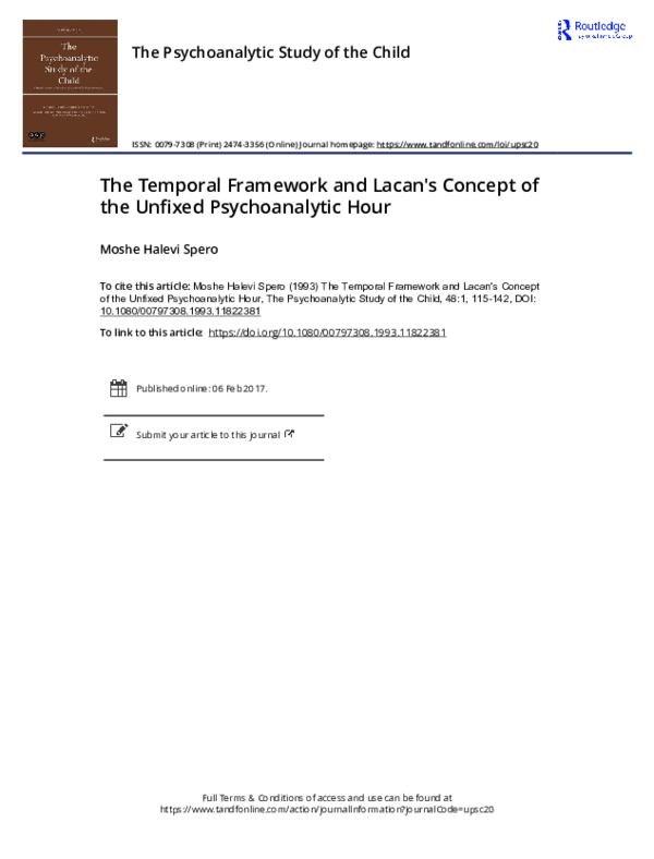 (PDF) The Temporal Framework and Lacan's Concept of the Unfixed ...
