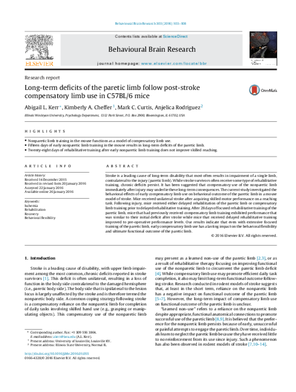 (PDF) Long-term deficits of the paretic limb follow post-stroke ...