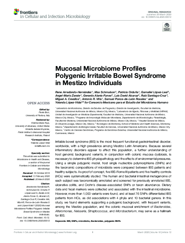 (PDF) Mucosal Microbiome Profiles Polygenic Irritable Bowel Syndrome in ...