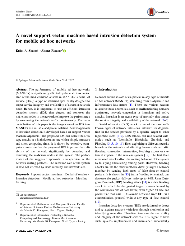 Pdf A Novel Support Vector Machine Based Intrusion Detection System