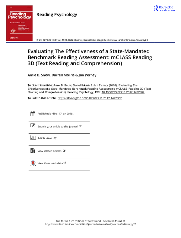 (PDF) Evaluating The Effectiveness of a State-Mandated Benchmark ...