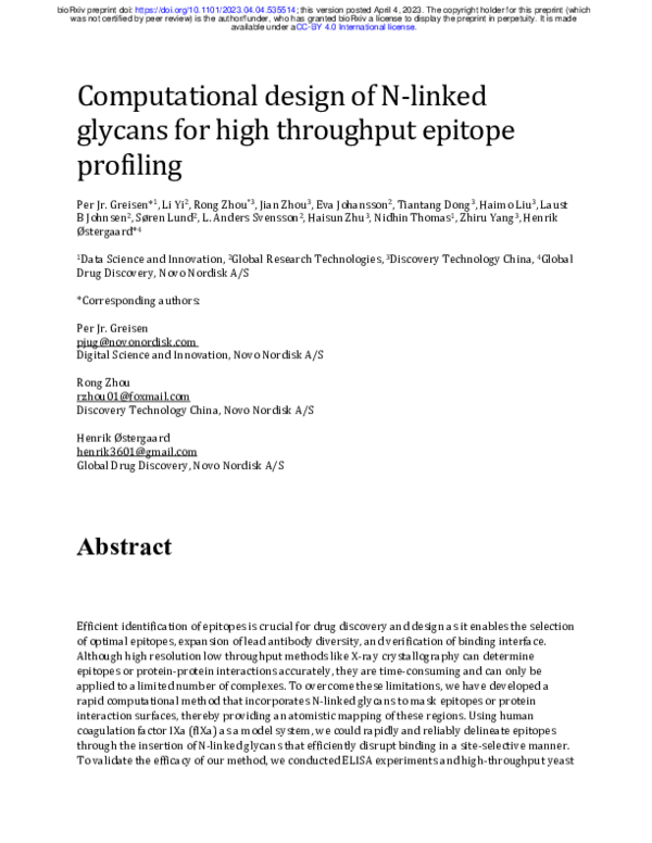 (PDF) Computational design of N-linked glycans for high throughput epitope profiling