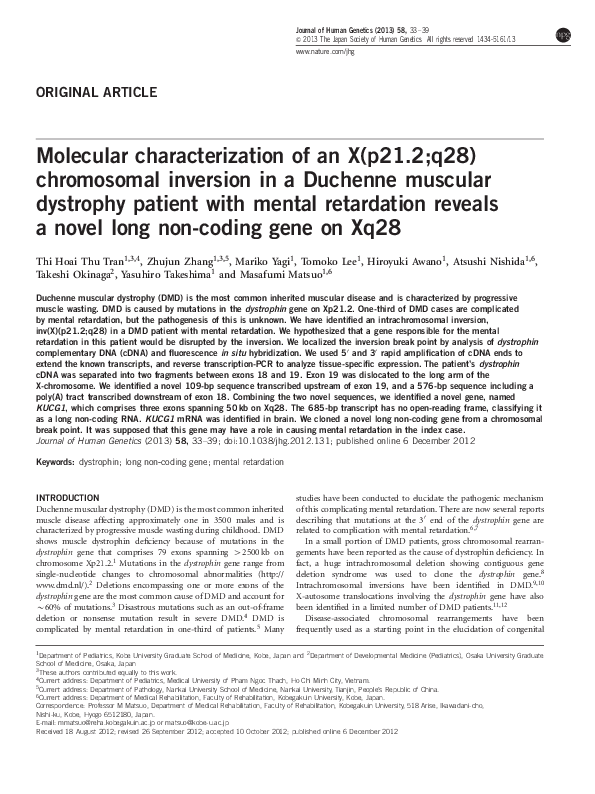 (PDF) Molecular characterization of an X(p21.2;q28) chromosomal ...