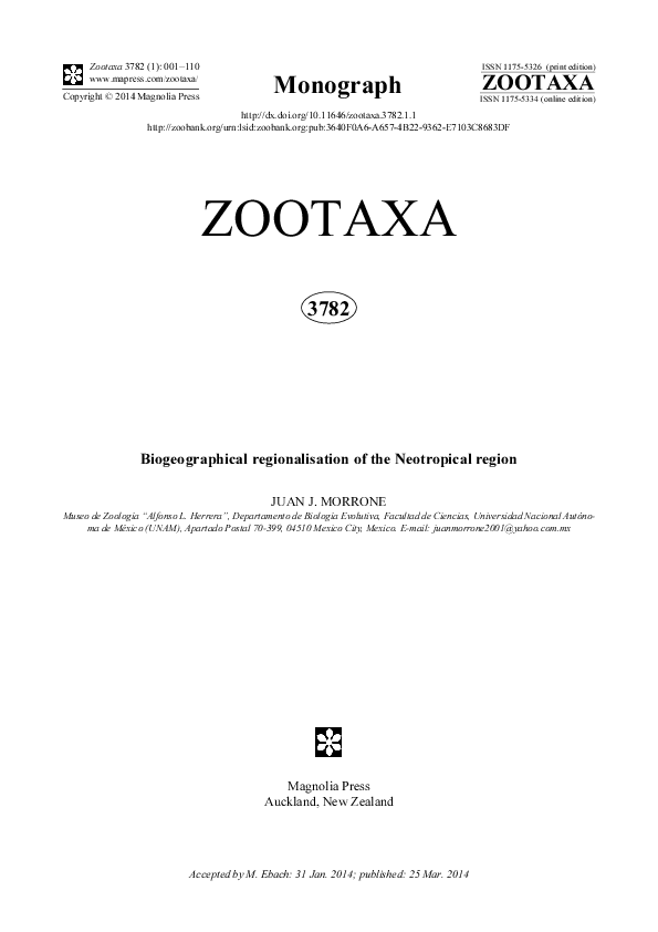 (PDF) Biogeographical regionalisation of the Neotropical region