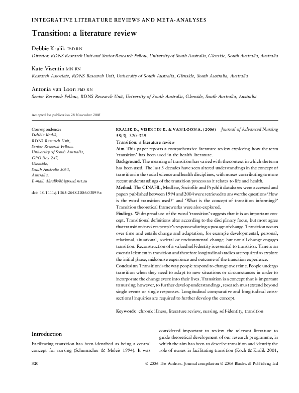 (PDF) Transition: a literature review