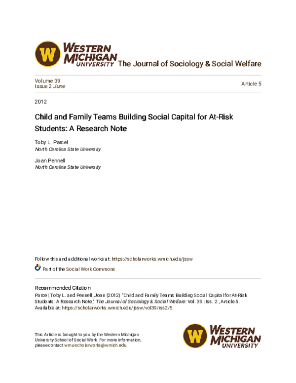 (PDF) Child and Family Teams Building Social Capital for At-Risk ...