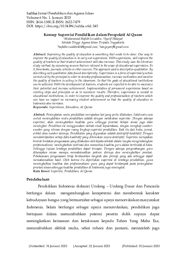 (PDF) Konsep Supervisi dalam Perspektif Al-Quran