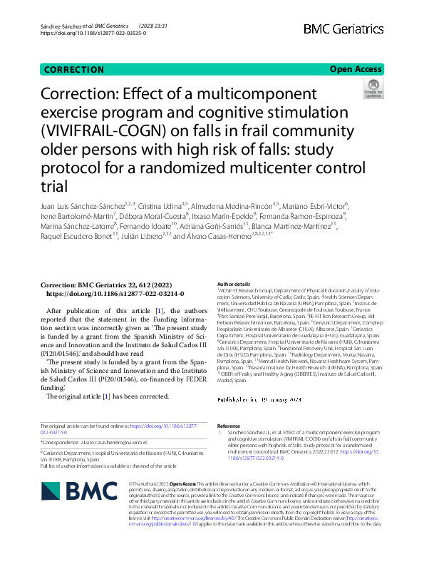 (PDF) Correction: Effect of a multicomponent exercise program and ...