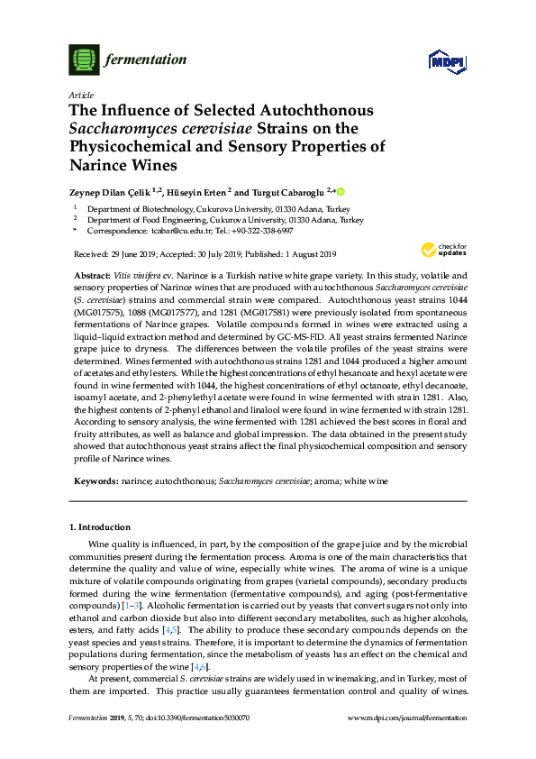 (PDF) The Influence of Selected Autochthonous Saccharomyces cerevisiae ...