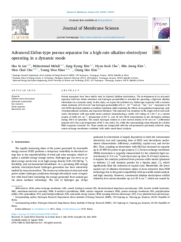 (PDF) Advanced Zirfon-type porous separator for a high-rate alkaline ...