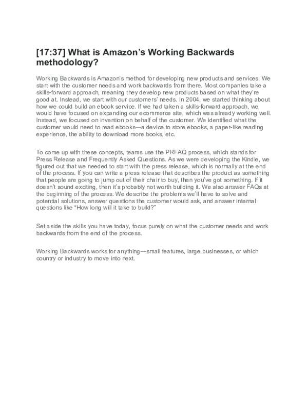 (DOC) AMAZONS PRFAQ PROCESS TOWARDS PROBLEM SOLVING WHEN COMING UP WITH ...