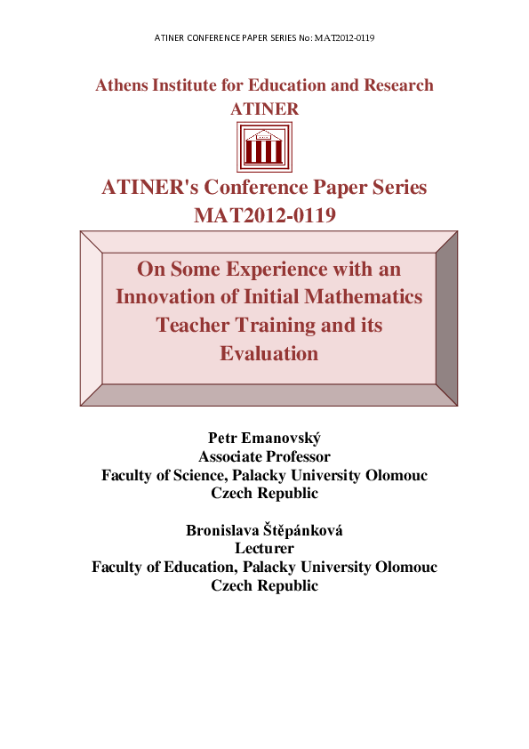 (PDF) ATINER's Conference Paper Series MAT2012-0119