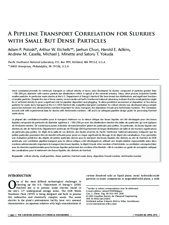 (PDF) A pipeline transport correlation for slurries with small but ...