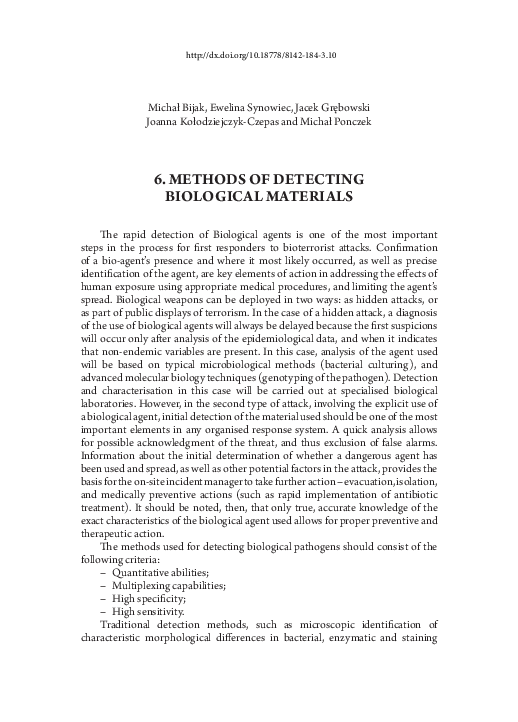 (PDF) Methods of detecting biological materials
