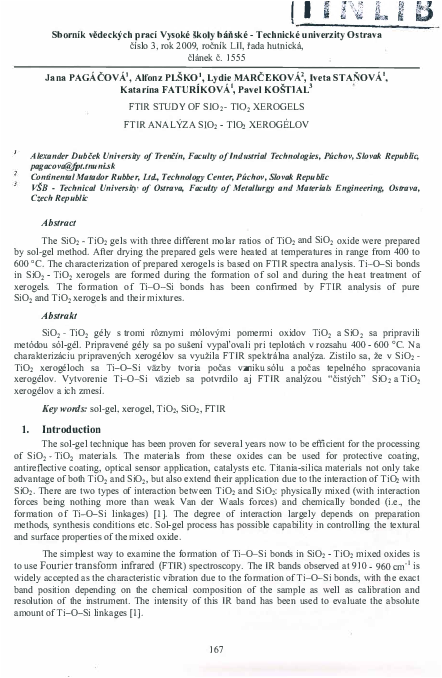 (PDF) FTIR study of SiO2-TiO2 xerogels