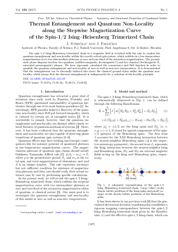 (PDF) Thermal Entanglement and Quantum Non-Locality along the Stepwise ...
