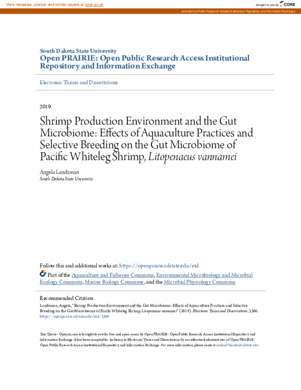 (PDF) Shrimp Production Environment and the Gut Microbiome: Effects of ...