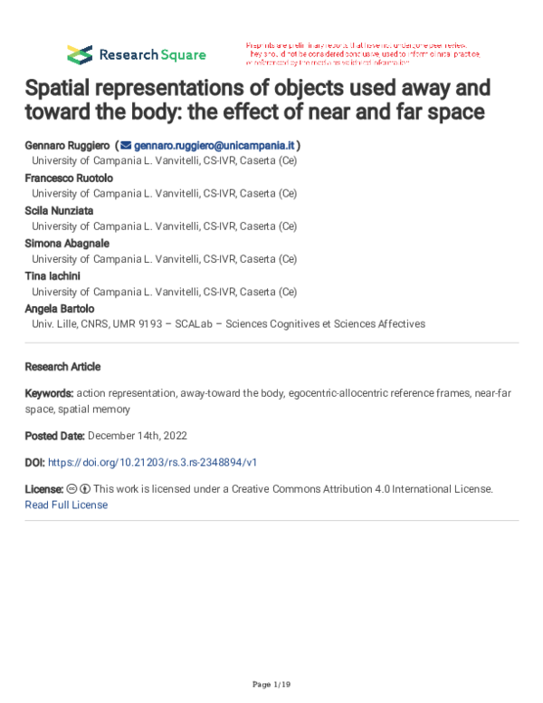 (PDF) Spatial representations of objects used away and toward the body ...
