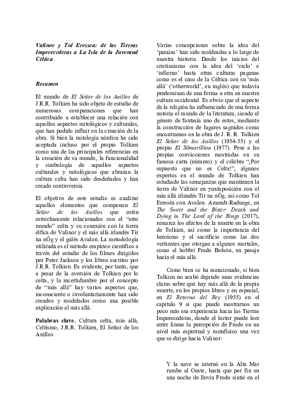 (DOC) Valinor y Tol Eressea: de las Tierras Imperecederas a La Isla de ...