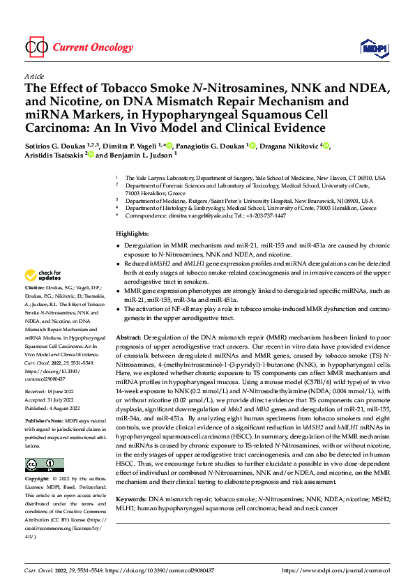 (PDF) The Effect of Tobacco Smoke N-Nitrosamines, NNK and NDEA, and ...