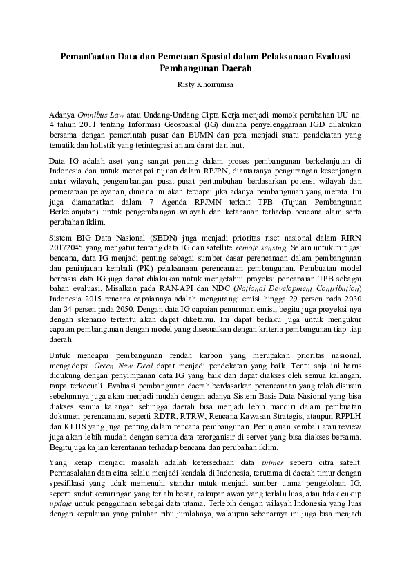 (DOC) Pemanfaatan Data dan Pemetaan Spasial dalam Pelaksanaan Evaluasi ...