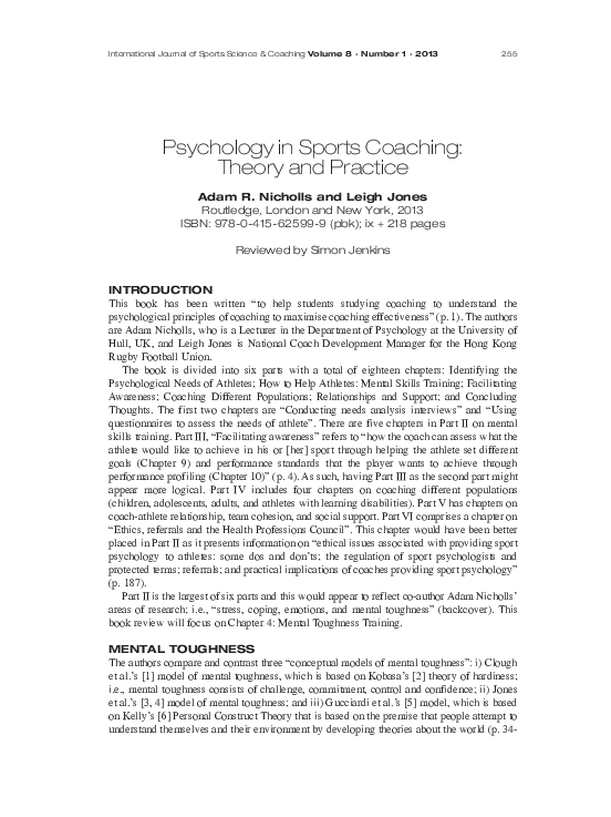 (PDF) Psychology in Sports Coaching: Theory and Practice