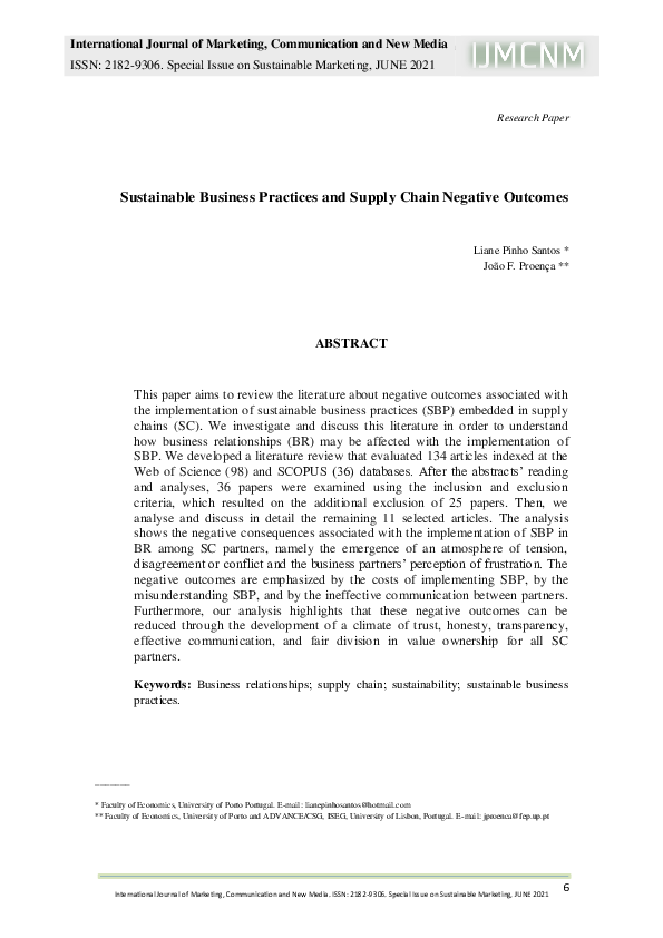 (PDF) Sustainable Business Practices and Supply Chain Negative Outcomes