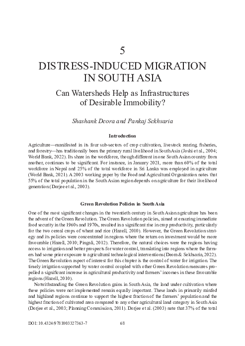 (PDF) Distress-induced Migration in South Asia: Can Watersheds Help as ...