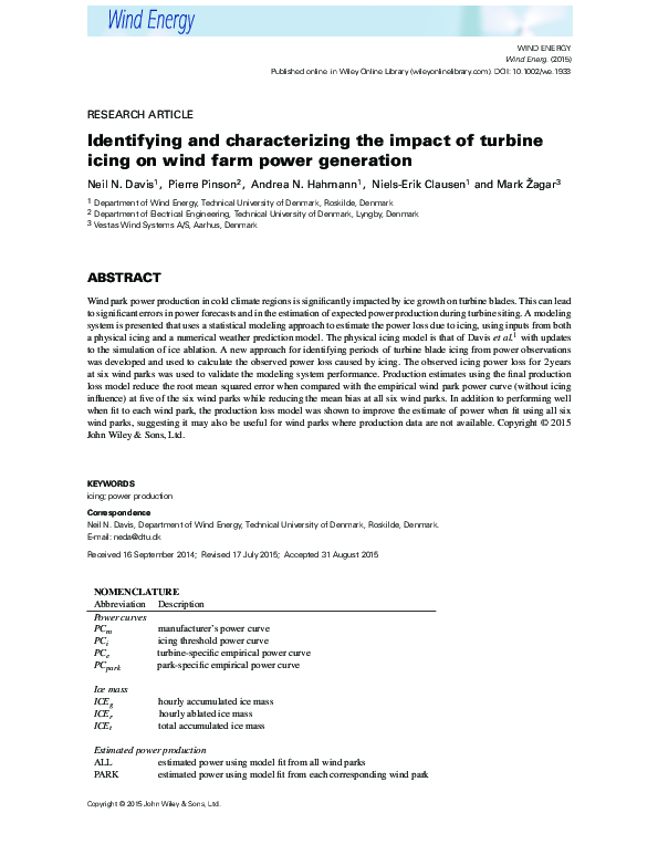 (PDF) Identifying and characterizing the impact of turbine icing on ...