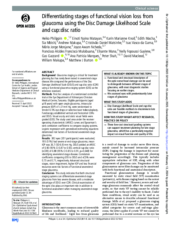 (PDF) Differentiating stages of functional vision loss from glaucoma ...