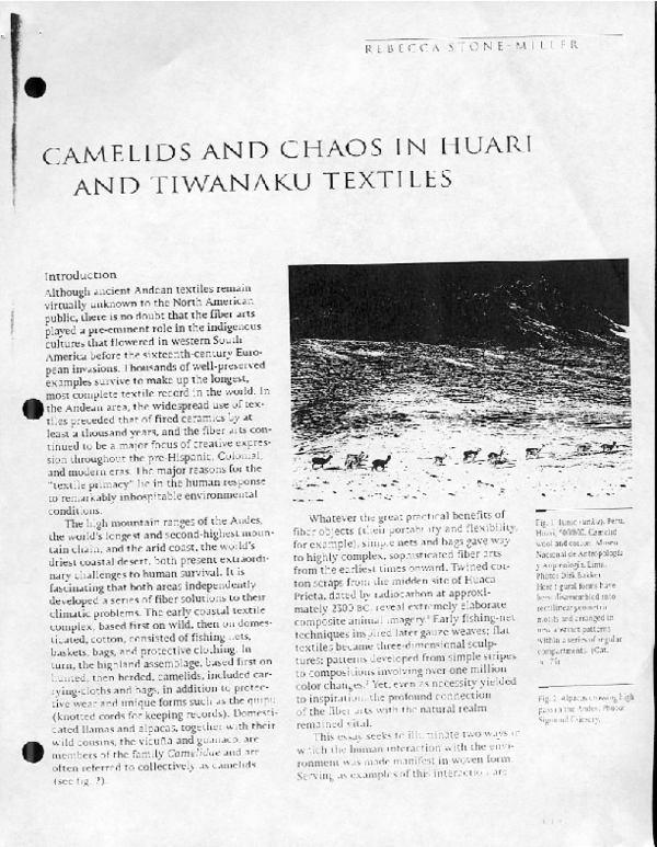 (PDF) Camelids and Chaos in Huari and Tiwanaku Textiles