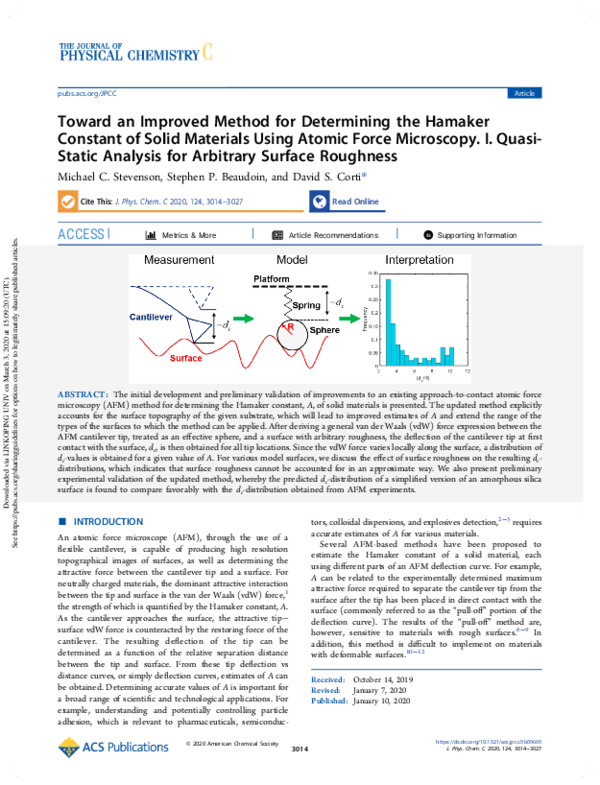 (PDF) Toward an Improved Method for Determining the Hamaker Constant of Solid Materials Using ...