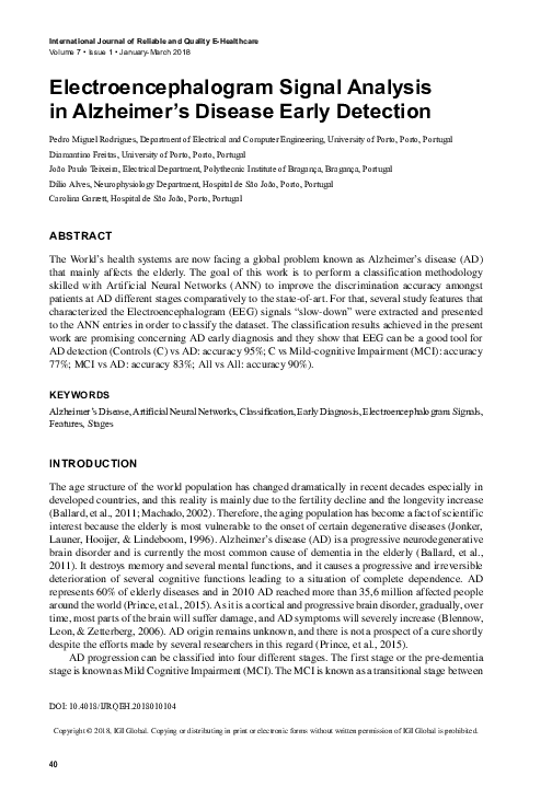 (PDF) Electroencephalogram Signal Analysis in Alzheimer's Disease Early ...