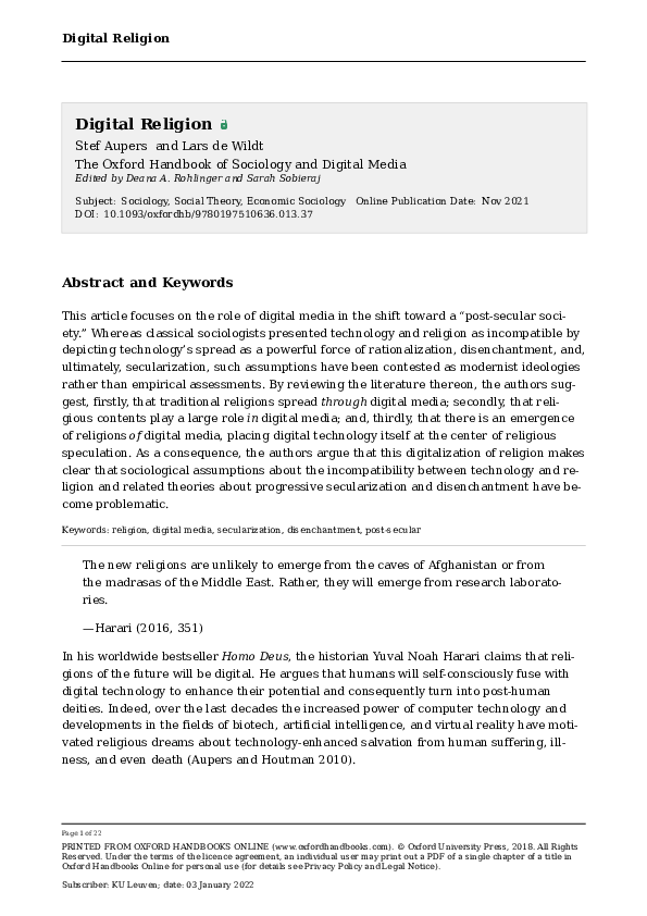 (PDF) Digital Religion