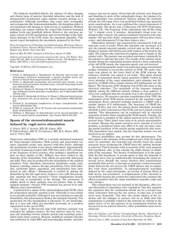 (PDF) Spasm of the sternocleidomastoid muscle induced by vagal nerve ...