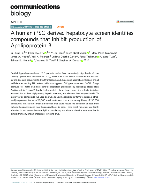(PDF) A human iPSC-derived hepatocyte screen identifies compounds that ...