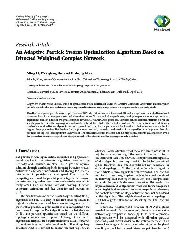 (PDF) An Adaptive Particle Swarm Optimization Algorithm for the Vehicle Routing Problem with ...