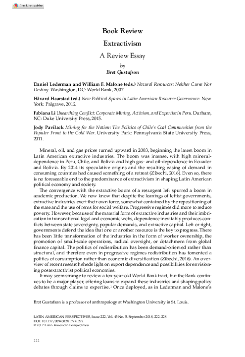 (PDF) Extractivism: A Review Essay