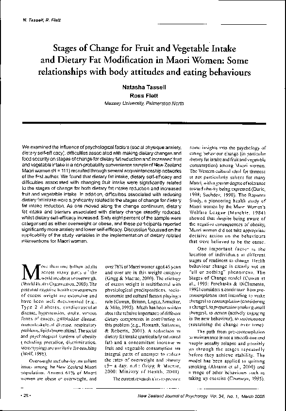 (PDF) Stages of change for fruit and vegetable intake and dietary fat ...